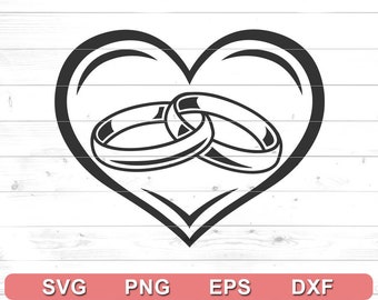 Wedding Rings Heart SVG - Love Marriage Jewellery Celebrate Engagement ...