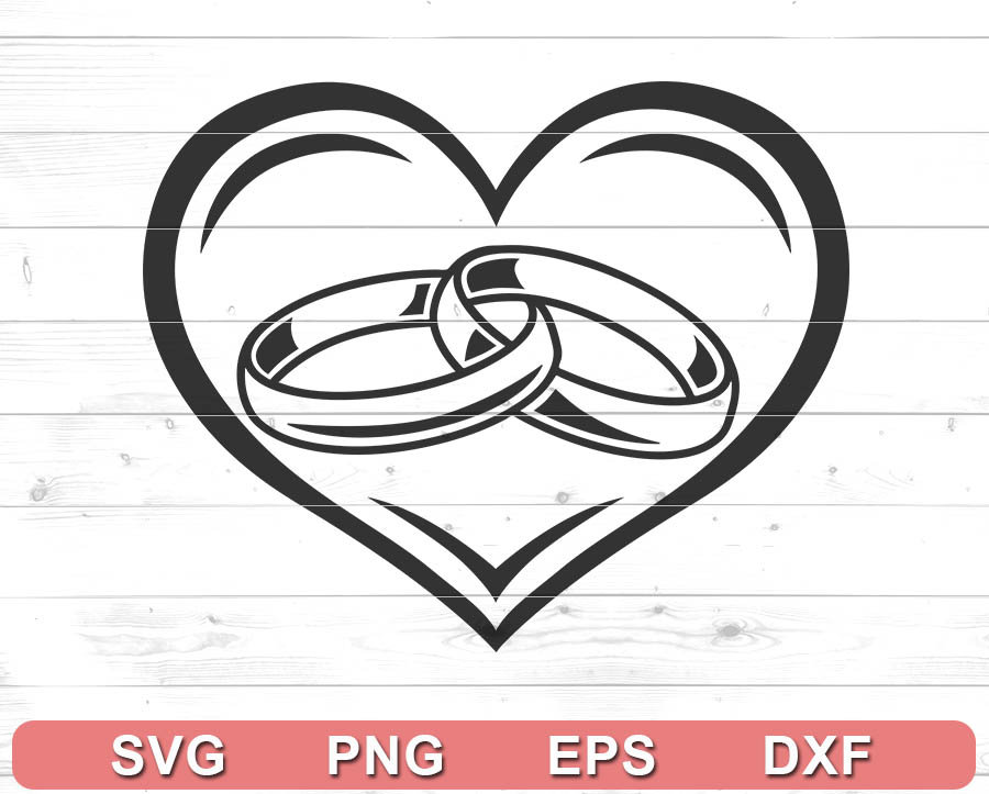 Wedding Rings Heart SVG - Love Marriage Jewellery Celebrate Engagement ...
