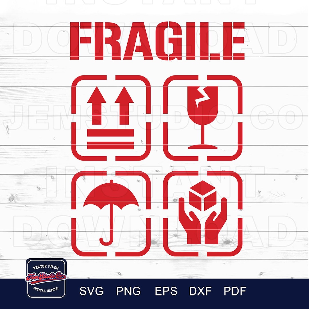 Fragile Label Stencil SVG: Mail Packaging Stickers (digital Download ...