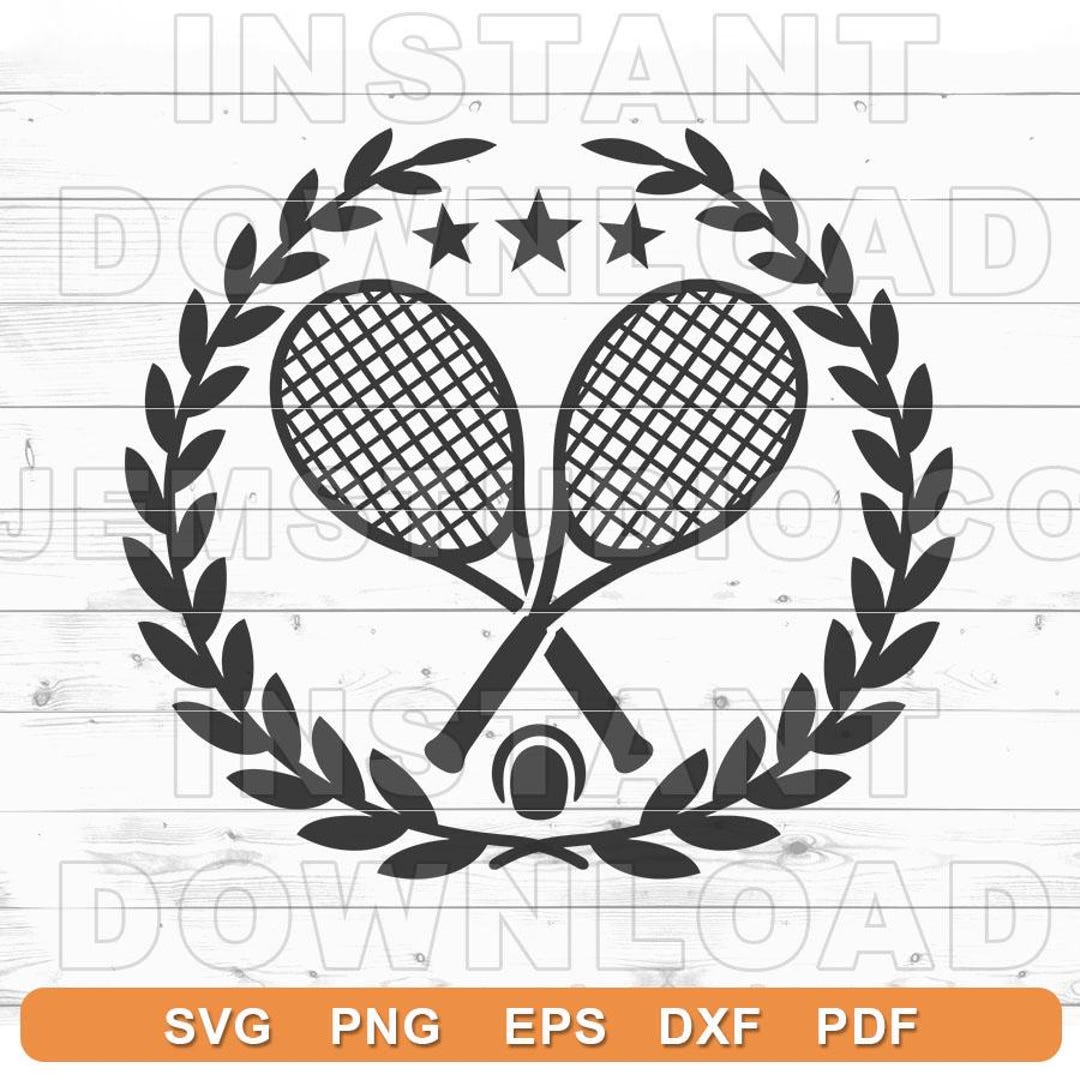 Tennis Logo Laurel Wreath SVG Tennis Racket and Ball Svg svg, Png, Eps ...