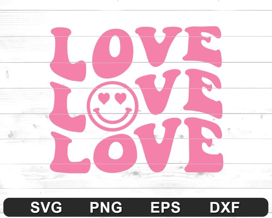 Retro Love Smiley Face SVG PNG: Valentine's Day Design (digital ...