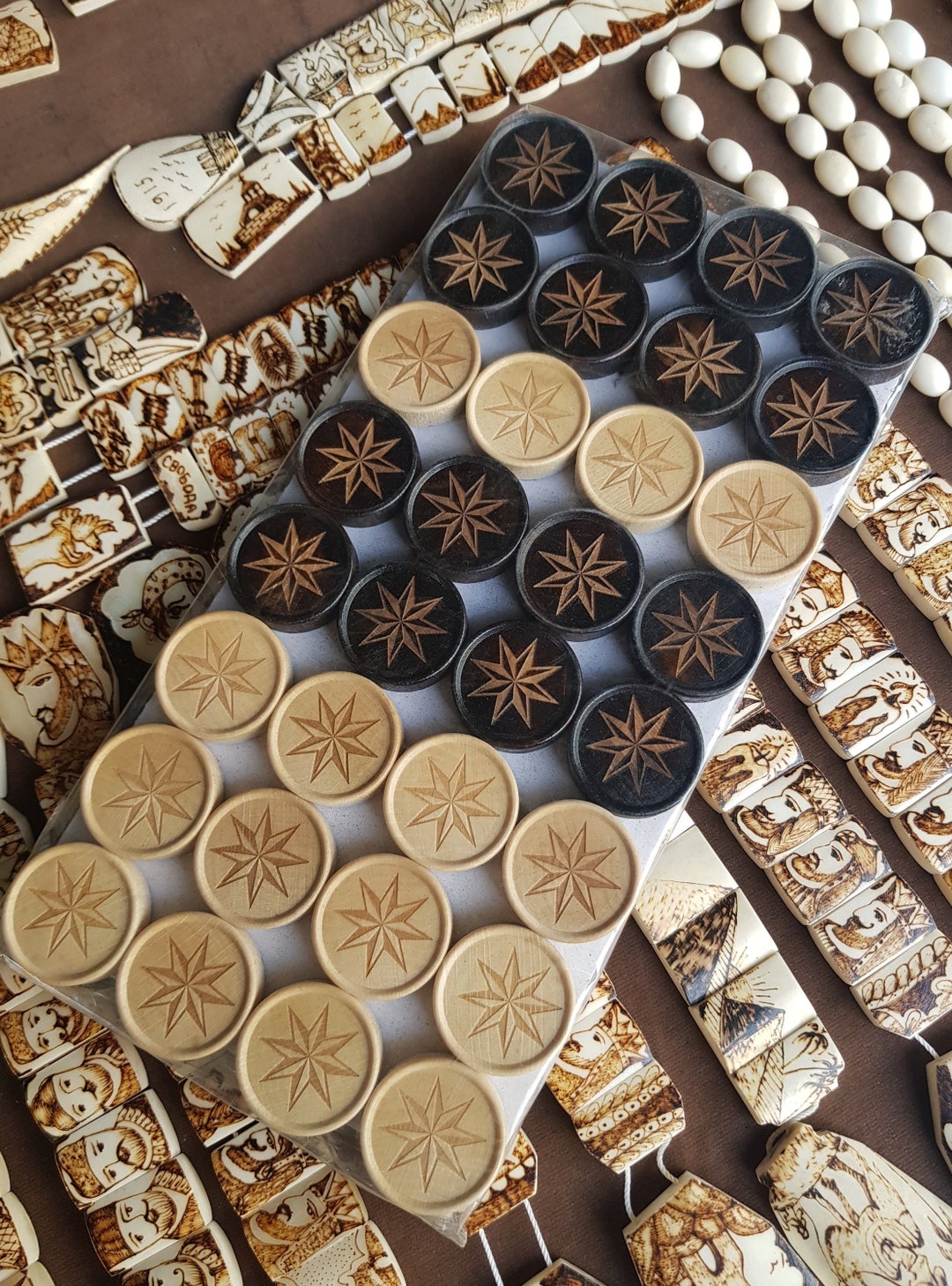 Wooden Stones for Playing BACKGAMMON / деревянные камни / нарды ...