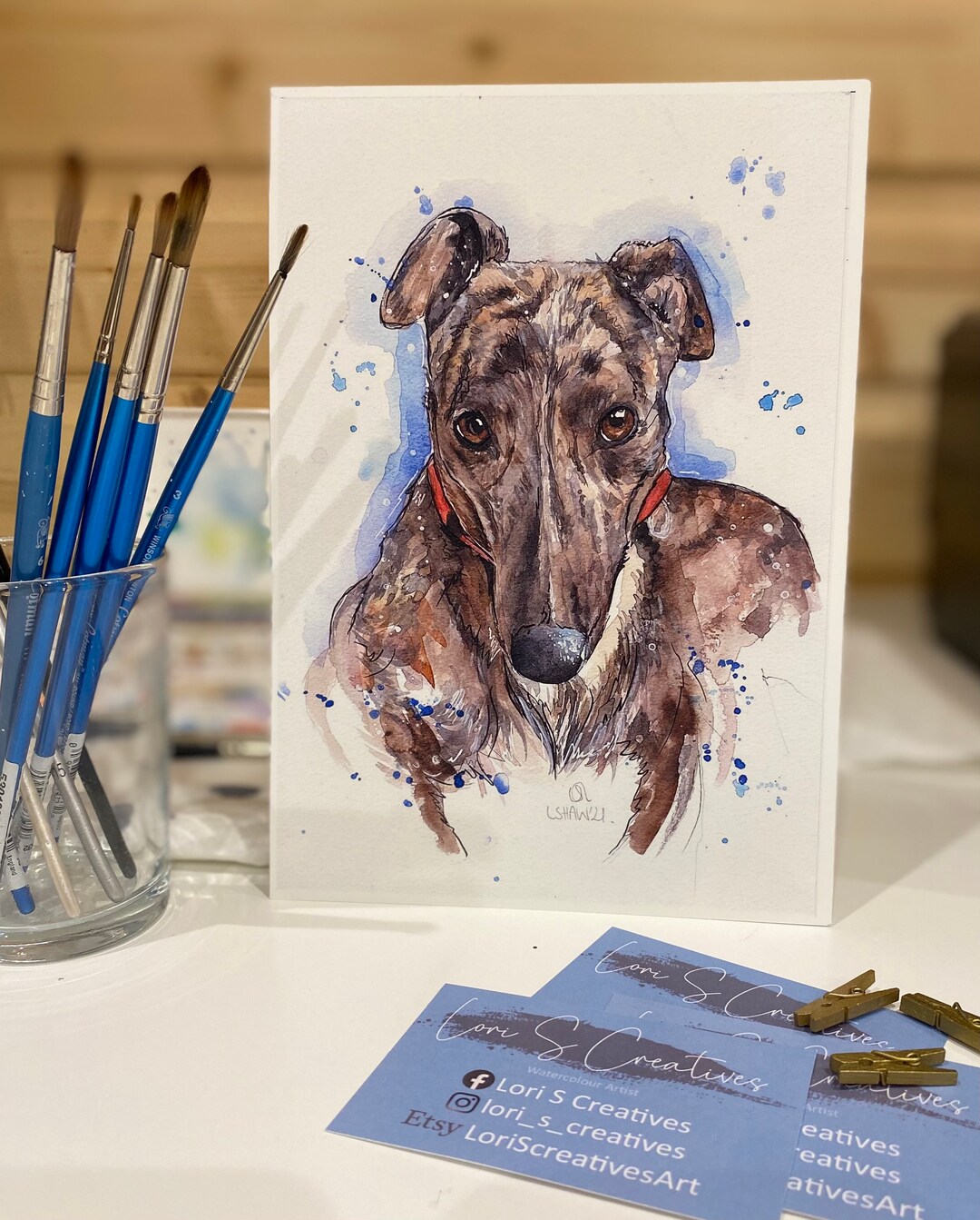 Brindle Lurcher Watercolour, Print, Whippet Picture, Gift, Racing Dog ...