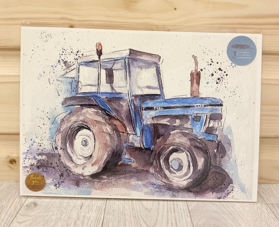 Tractor Watercolour Print Ford 6610 Print Blue Tractor Farm - Etsy