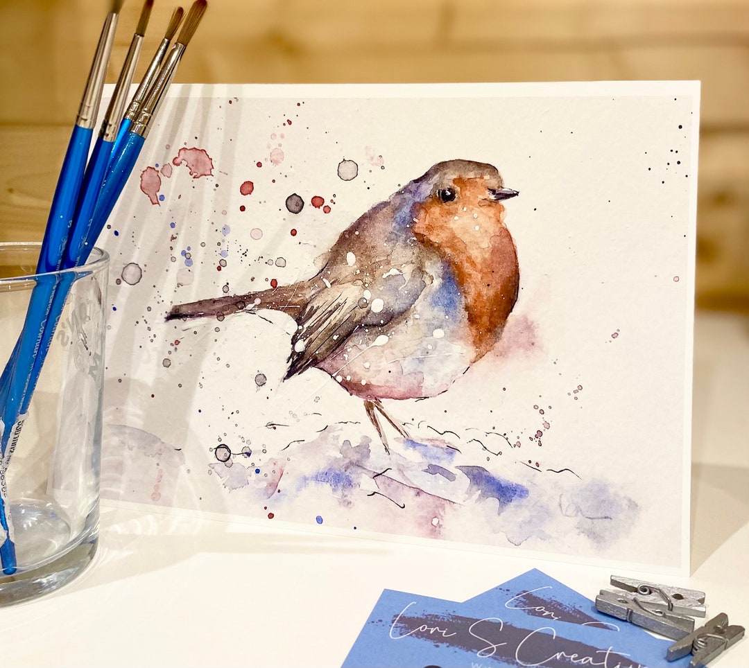 Robin Watercolour Print, Robin Red Breast, Picture, Gift, Letterbox ...