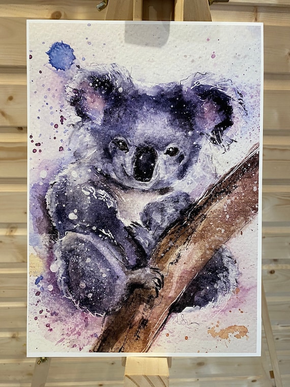 Koala Watercolour Print Picture Australian Animal Bush | Etsy