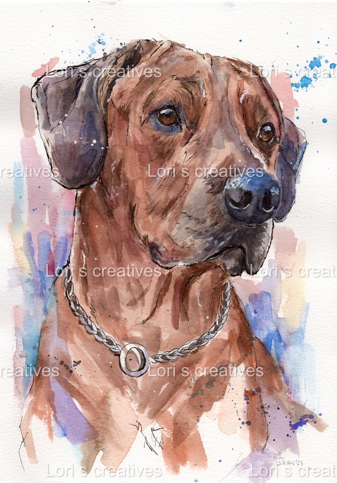 Rhodesian Ridgeback Dog, Print, Picture, Watercolour, Gift, Wall Art ...