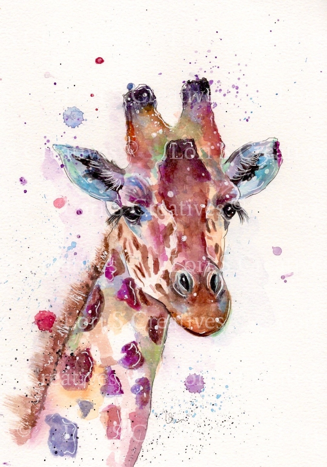 Giraffe Gift, Giraffe Print, Giraffe Picture, Giraffe Lover, Colourful ...