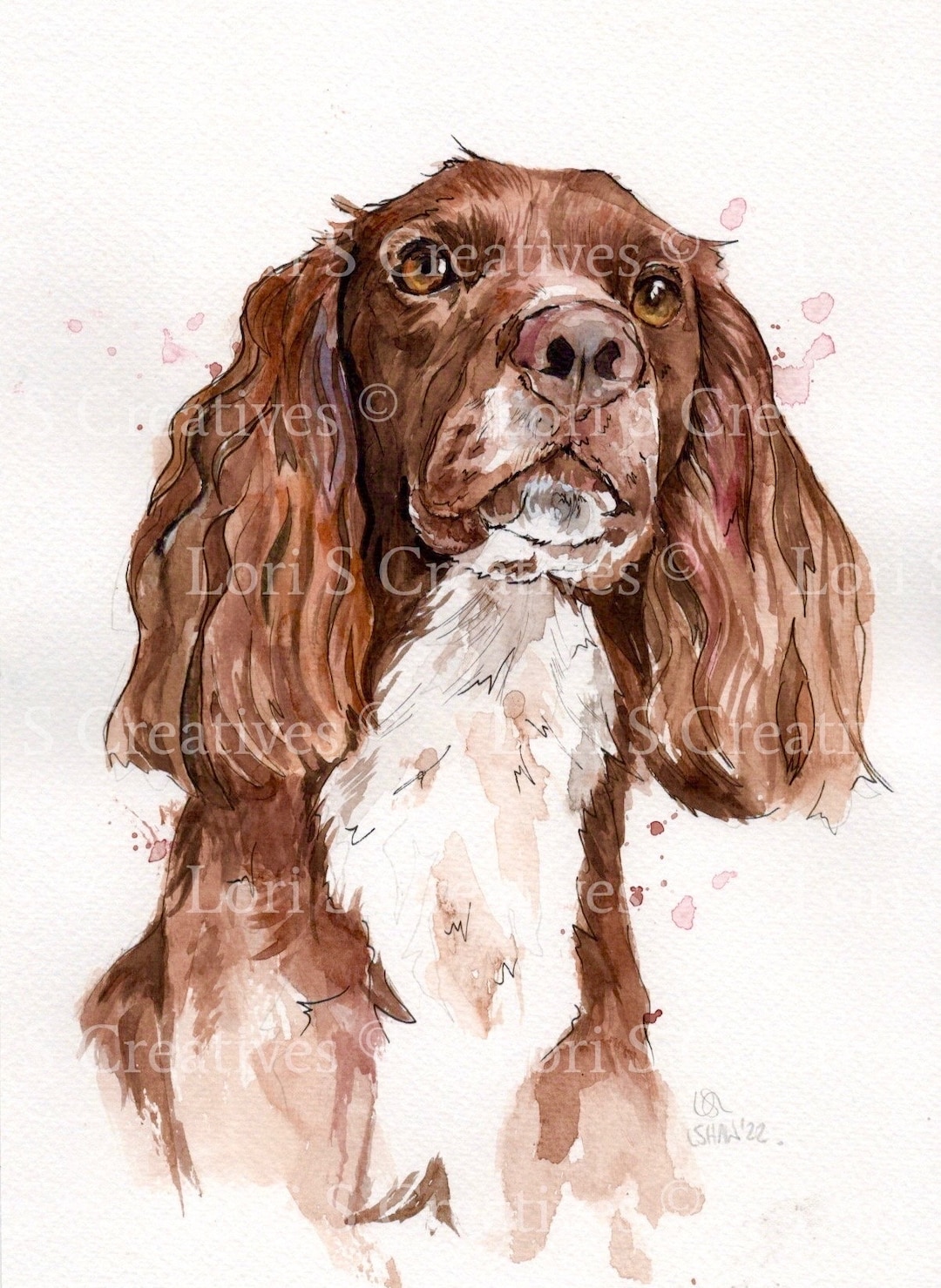 Working Cocker Spaniel, Watercolour Print, Picture, Wall Art, Working ...