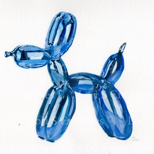 Balloon Dog Watercolour PRINT, Art Print, Blue Dog Art Print, Balloon ...