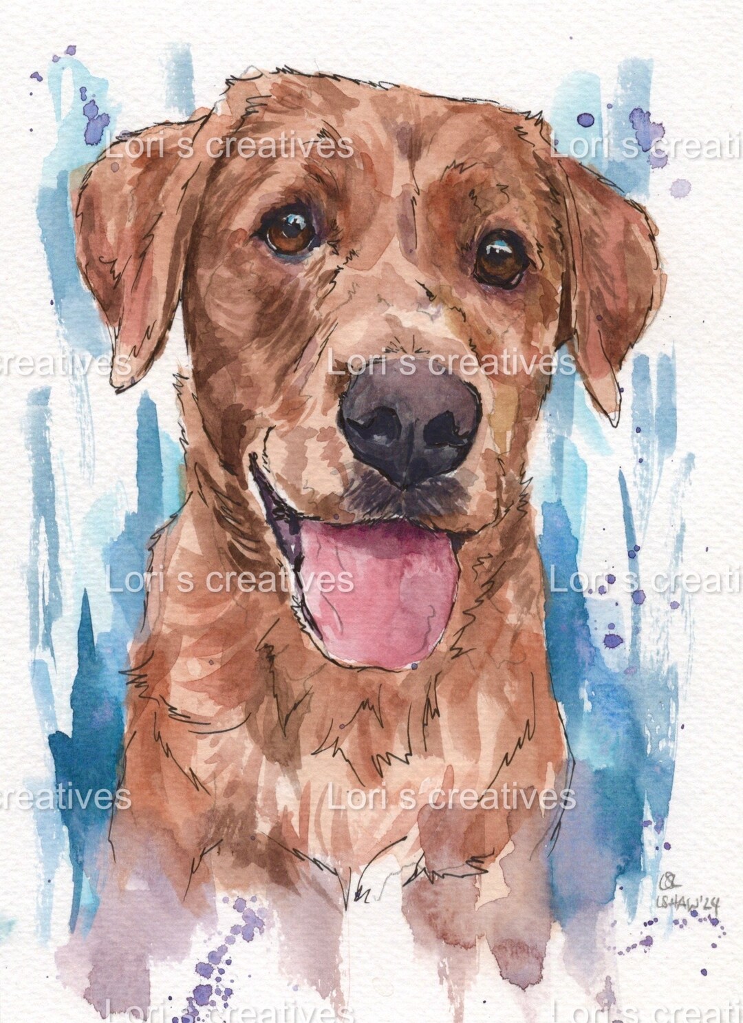 Labrador, Fox Red Labrador, Watercolour, Print, Gift, Picture, Dog ...