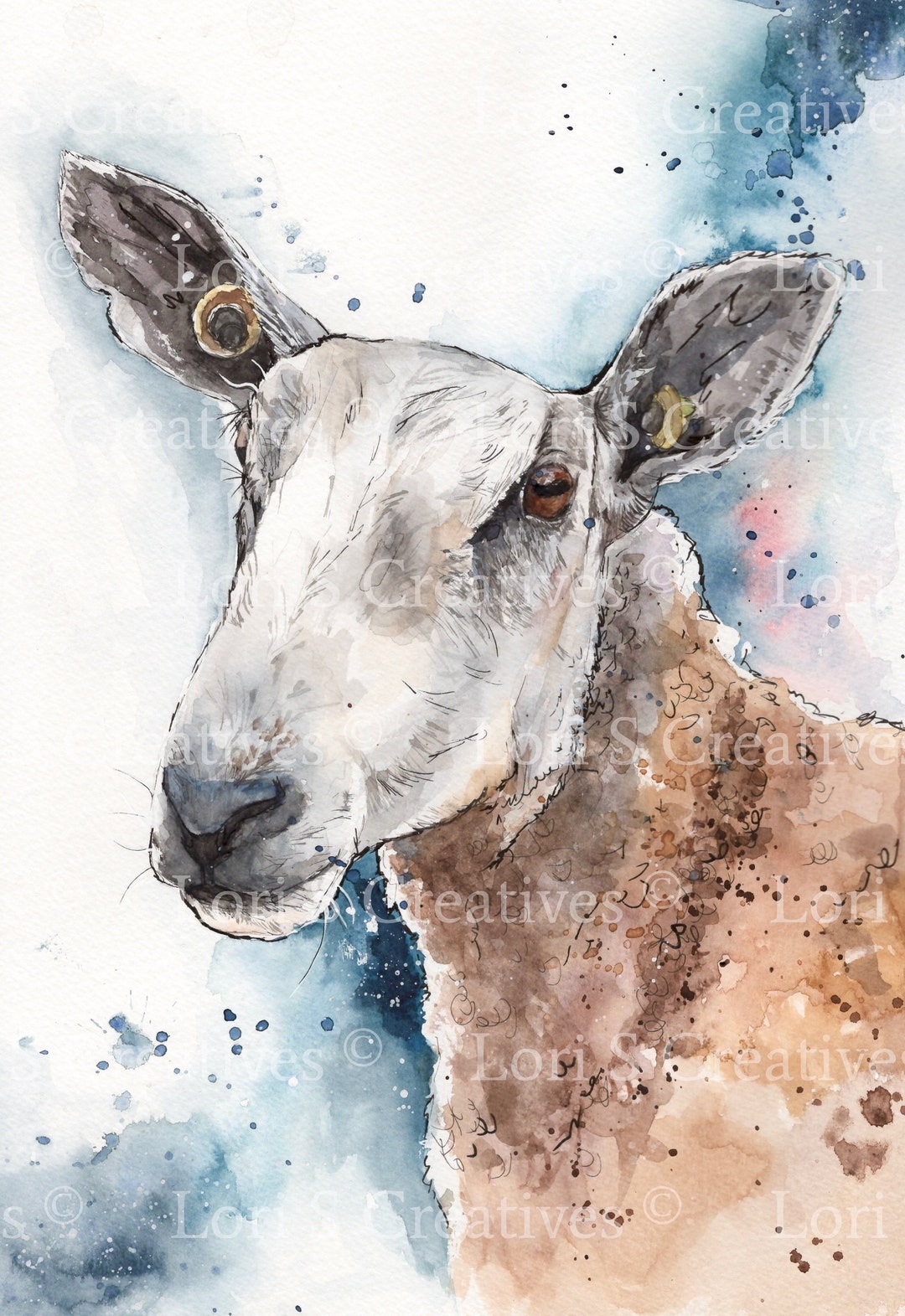 Blue Faced Leicester Sheep Print, Watercolour Print, Sheep Farmer, Gift ...