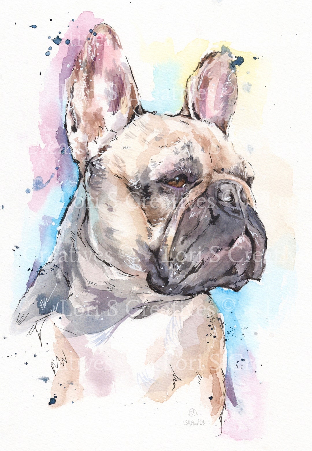 French Bulldog Print, Watercolour Frenchie, Frenchie Picture, French ...