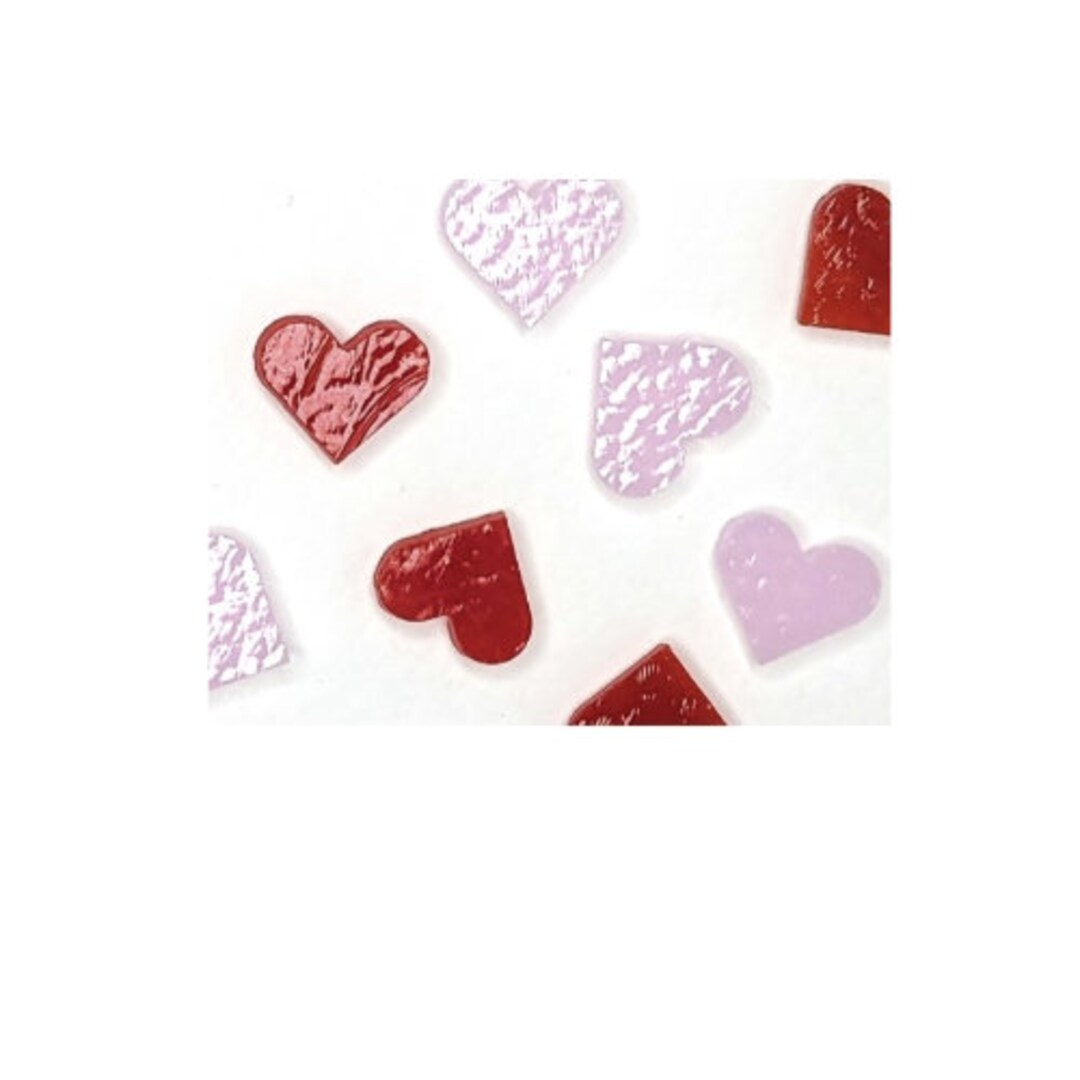 90 COE 1/2 to 2 Glass Heart Precut 5 Pack Fused Glass Mosaics and ...