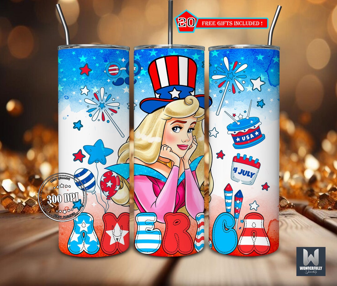 Princess 4th of July Png, 20oz Skinny Tumbler Sublimation Design ...