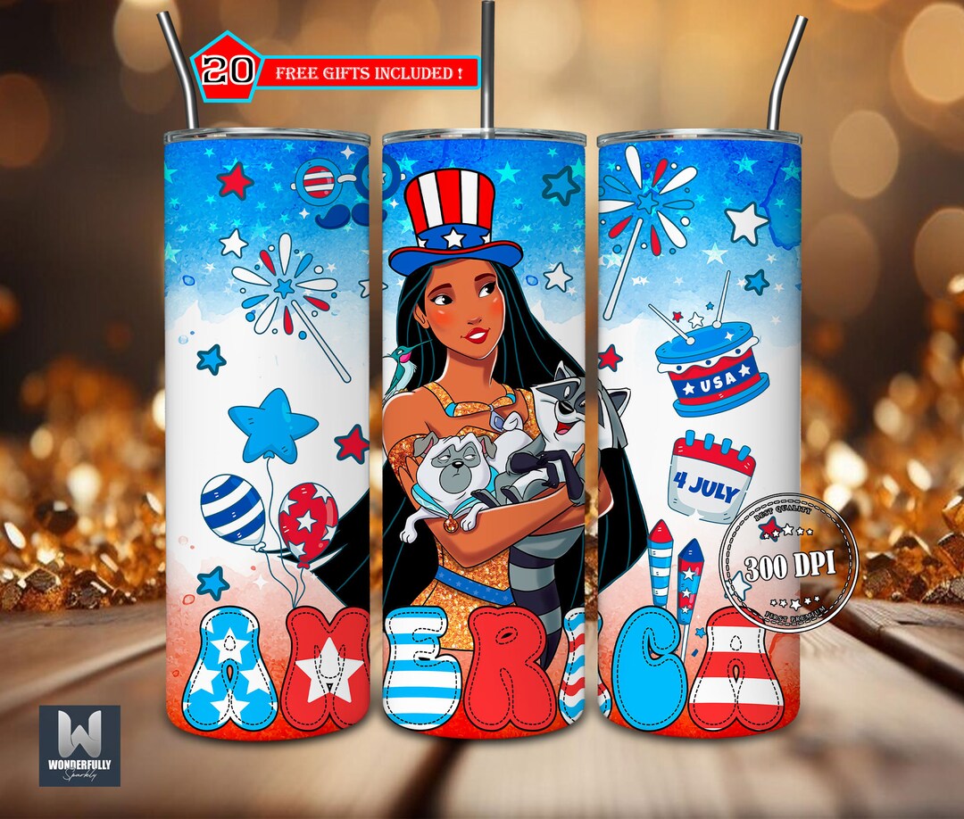 Princess 4th of July Png, 20oz Skinny Tumbler Sublimation Design ...