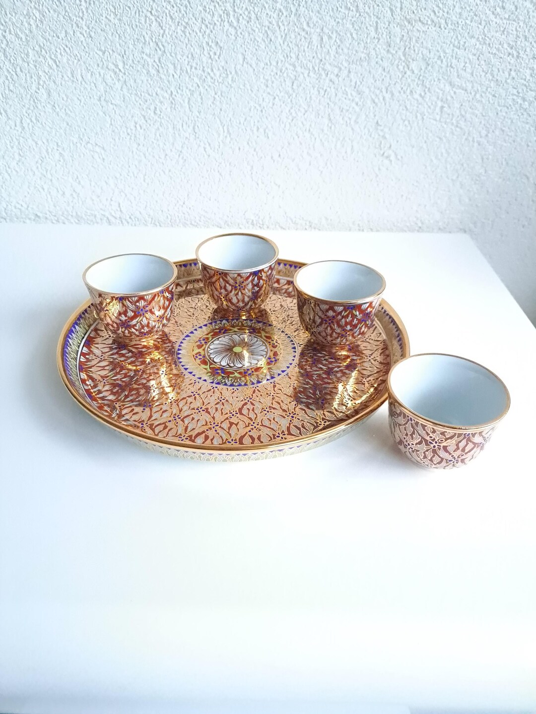 Benjarong Porcelain/coffee/tea Set/hand Painted/with Tray/thailand - Etsy