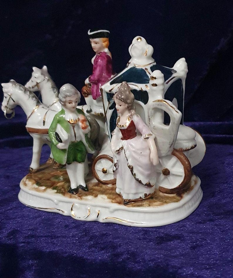Vintage Porcelain Horse Drawn Cinderella Carriage 1900's - Etsy