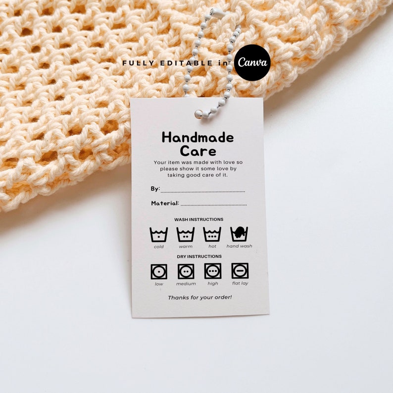 Editable Care Card, Care Tag, Canva Template, DIY Tag, Canva Editable ...