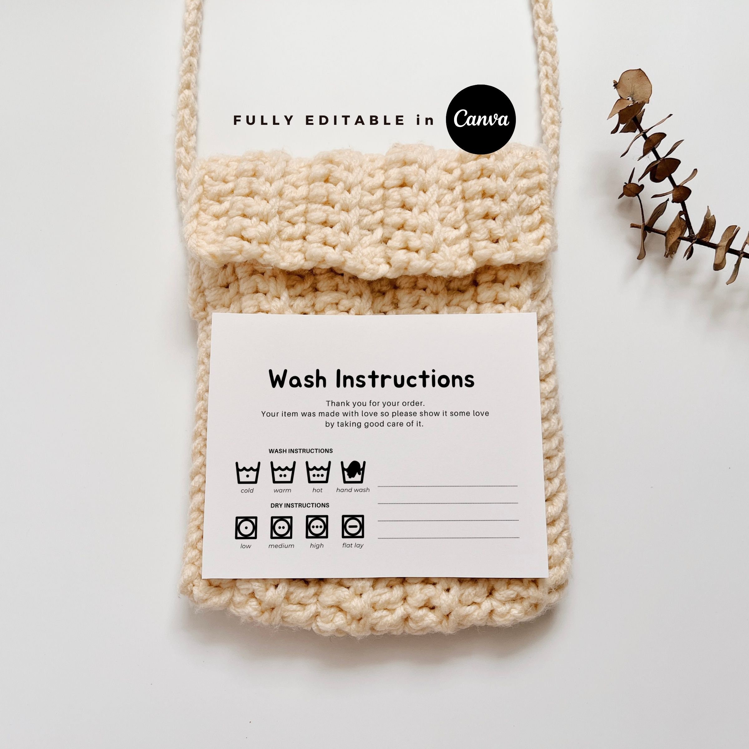 Editable Care Card, Care Tag, Canva Template, DIY Tag, Canva Editable ...