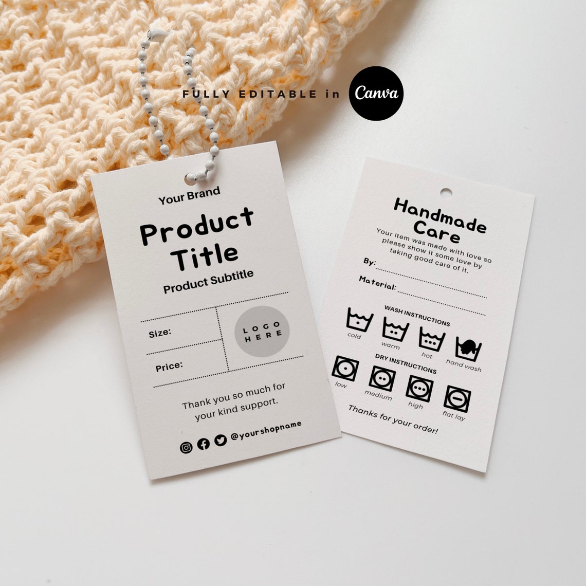 Editable Tag Template, Instant Download, DIY Tag, Canva Editable ...