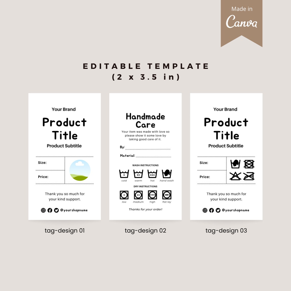 Editable Tag Template, Instant Download, DIY Tag, Canva Editable ...