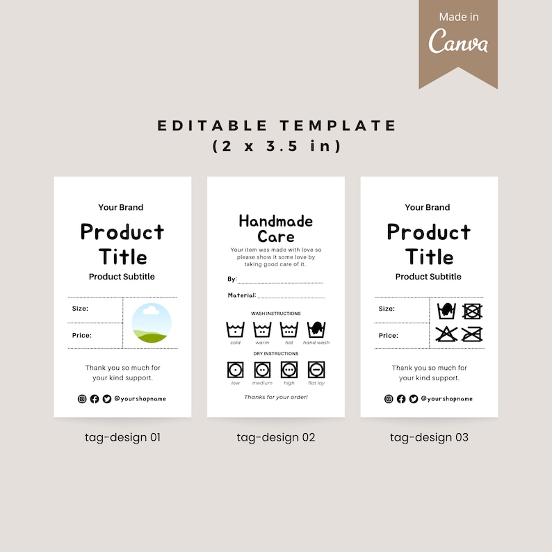 Editable Tag Template, Instant Download, DIY Tag, Canva Editable ...