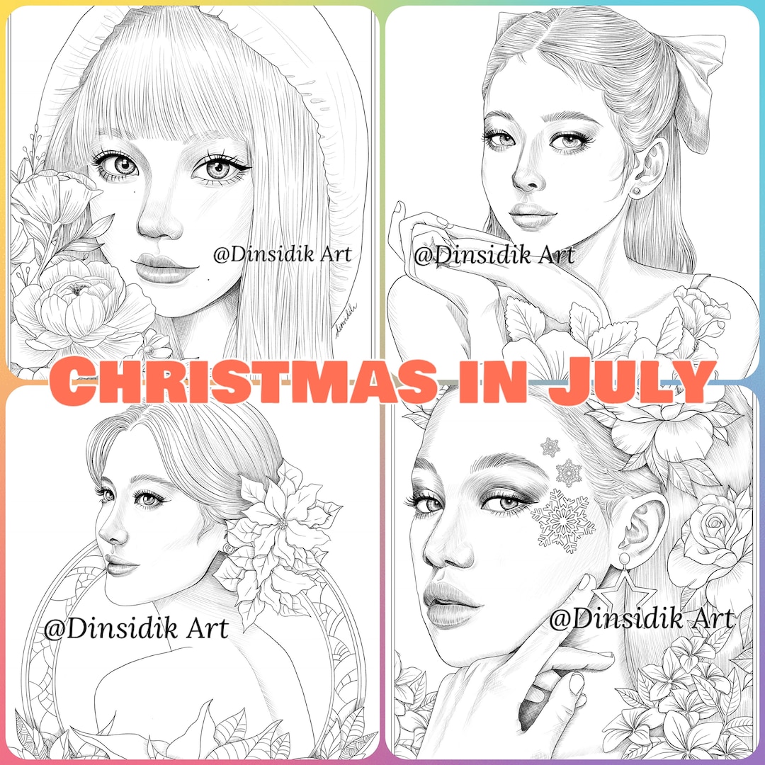Christmas in July , Bundle Coloring Pages by Dinny Sidik (dinsidik) - Etsy