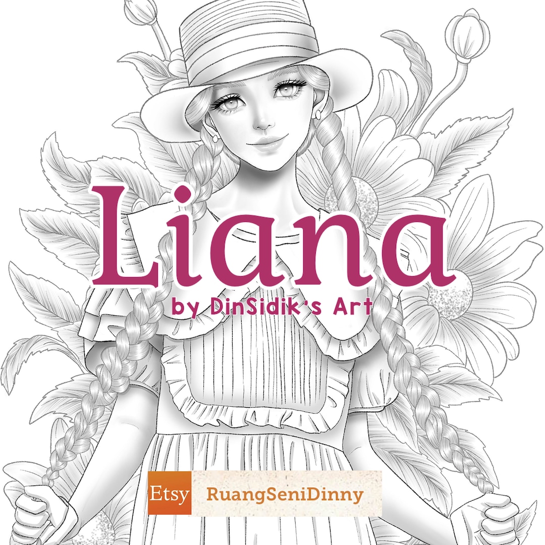 Liana Coloring Page by Dinny Sidik dinsidik - Etsy