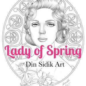 Lady of Spring , Bundle Pack Coloring Pages by Dinny Sidik - Etsy