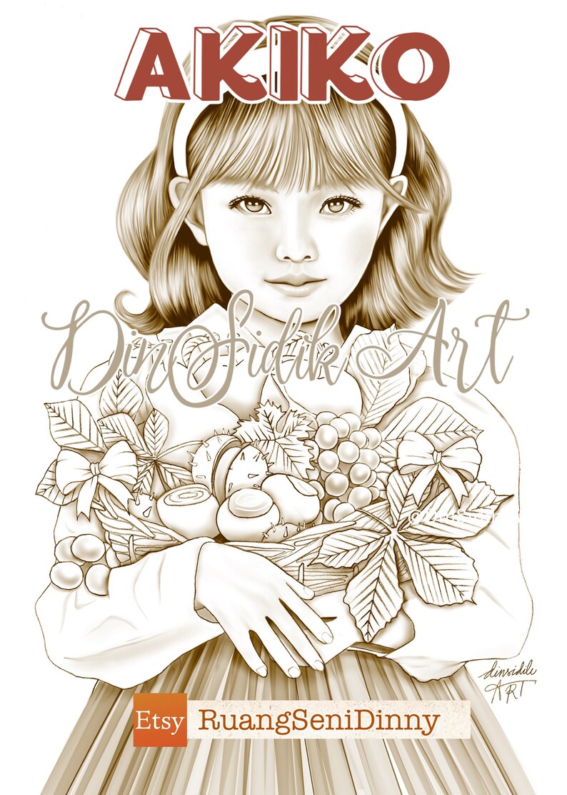 Akiko Coloring Page, by Dinny Sidik (dinsidik) - Etsy