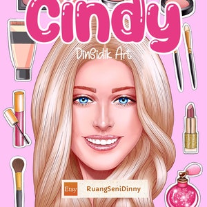 Cindy Coloring Page Face Chart Stickers - Etsy