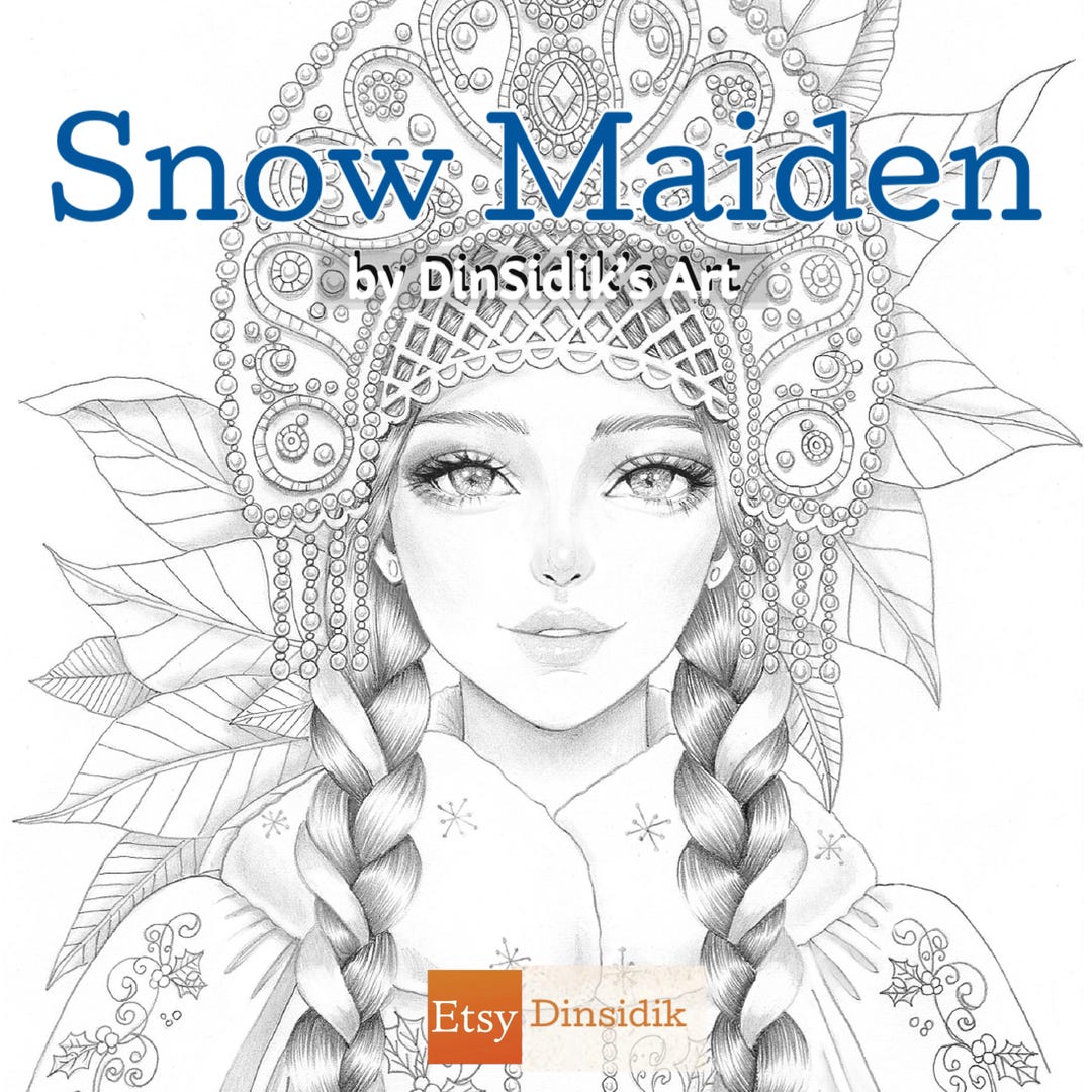 Snow Maiden Coloring Page - Etsy Norway