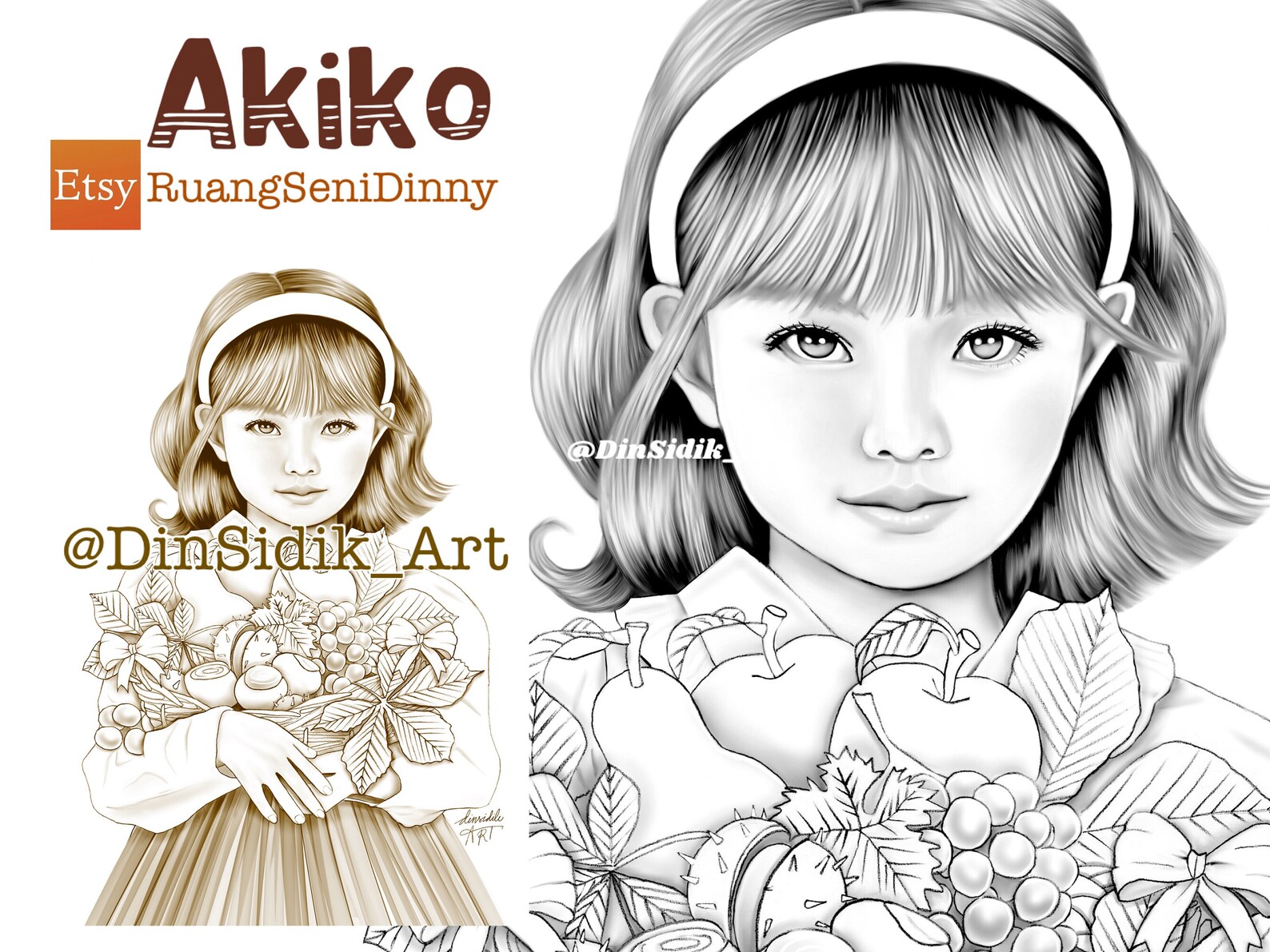 Akiko Coloring Page, by Dinny Sidik (dinsidik) - Etsy
