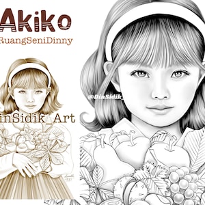 Akiko Coloring Page, by Dinny Sidik (dinsidik) - Etsy