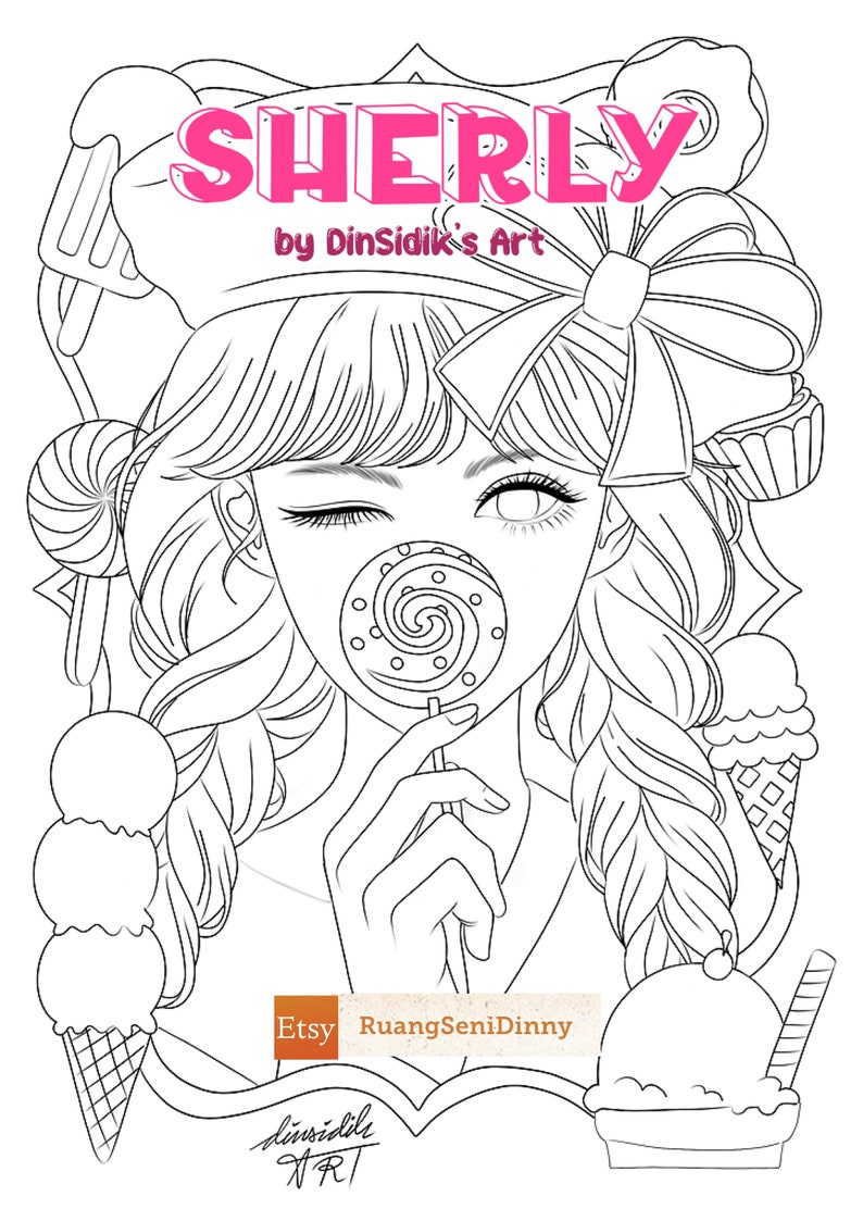 Sherly Coloring Page by Dinny Sidik - Etsy