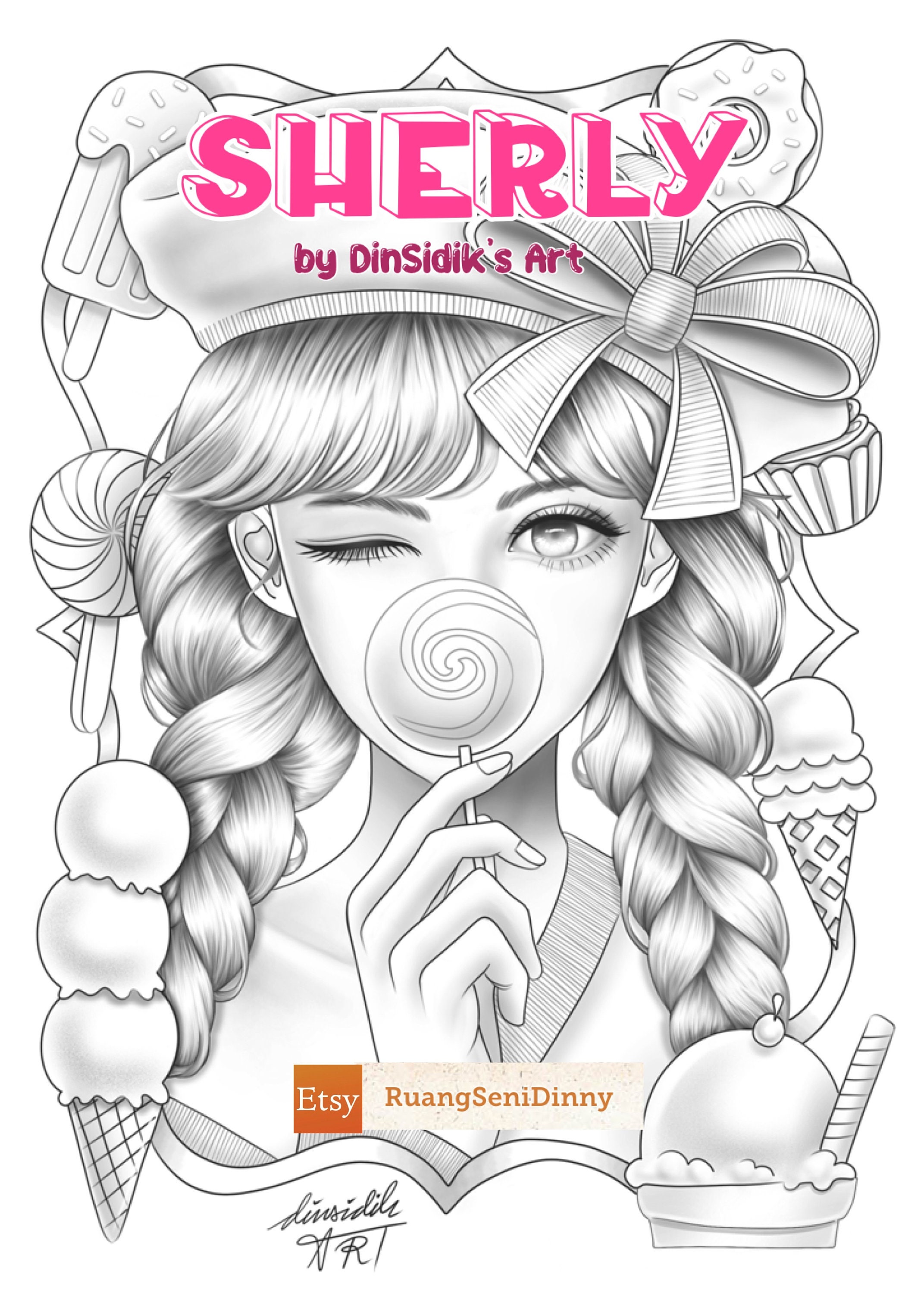 Sherly Coloring Page by Dinny Sidik - Etsy