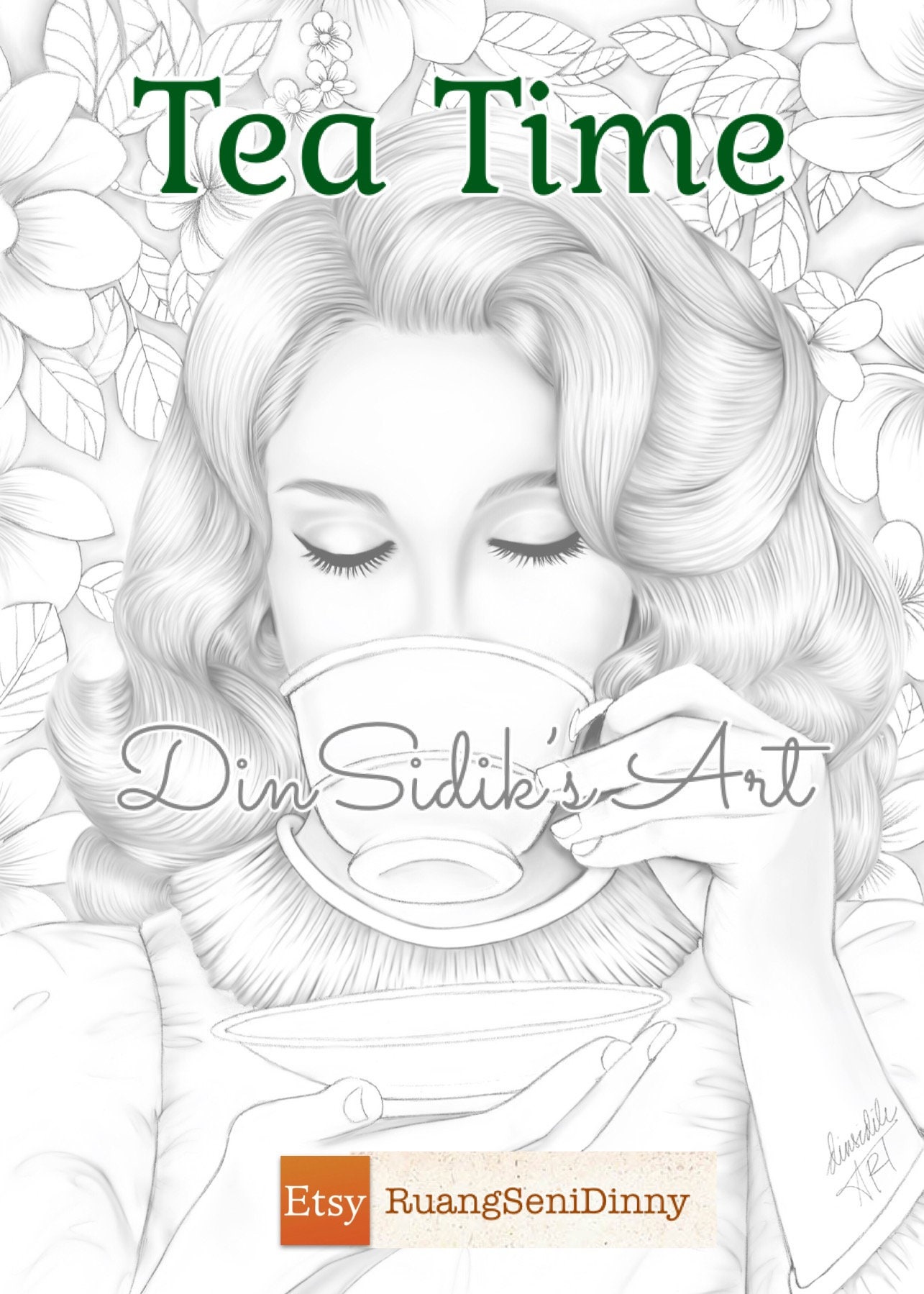 Tea Time Coloring Page by Dinny Sidik - Etsy