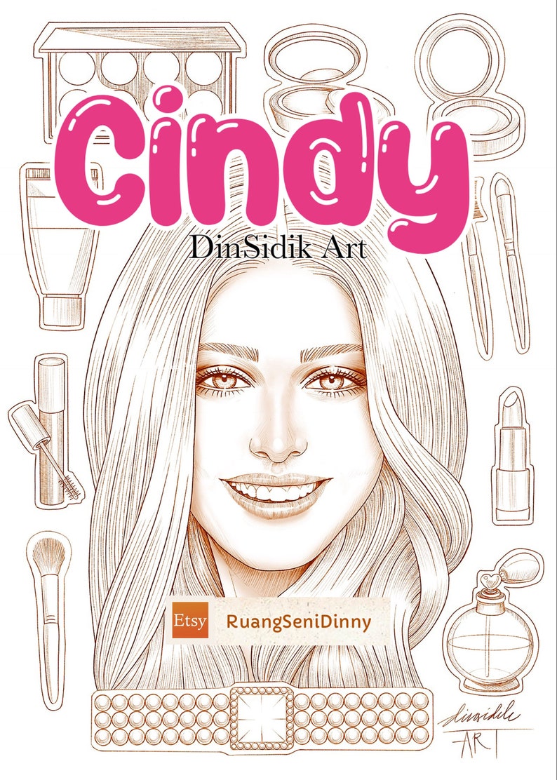 Cindy, Coloring Page , Face Chart + Stickers - Etsy
