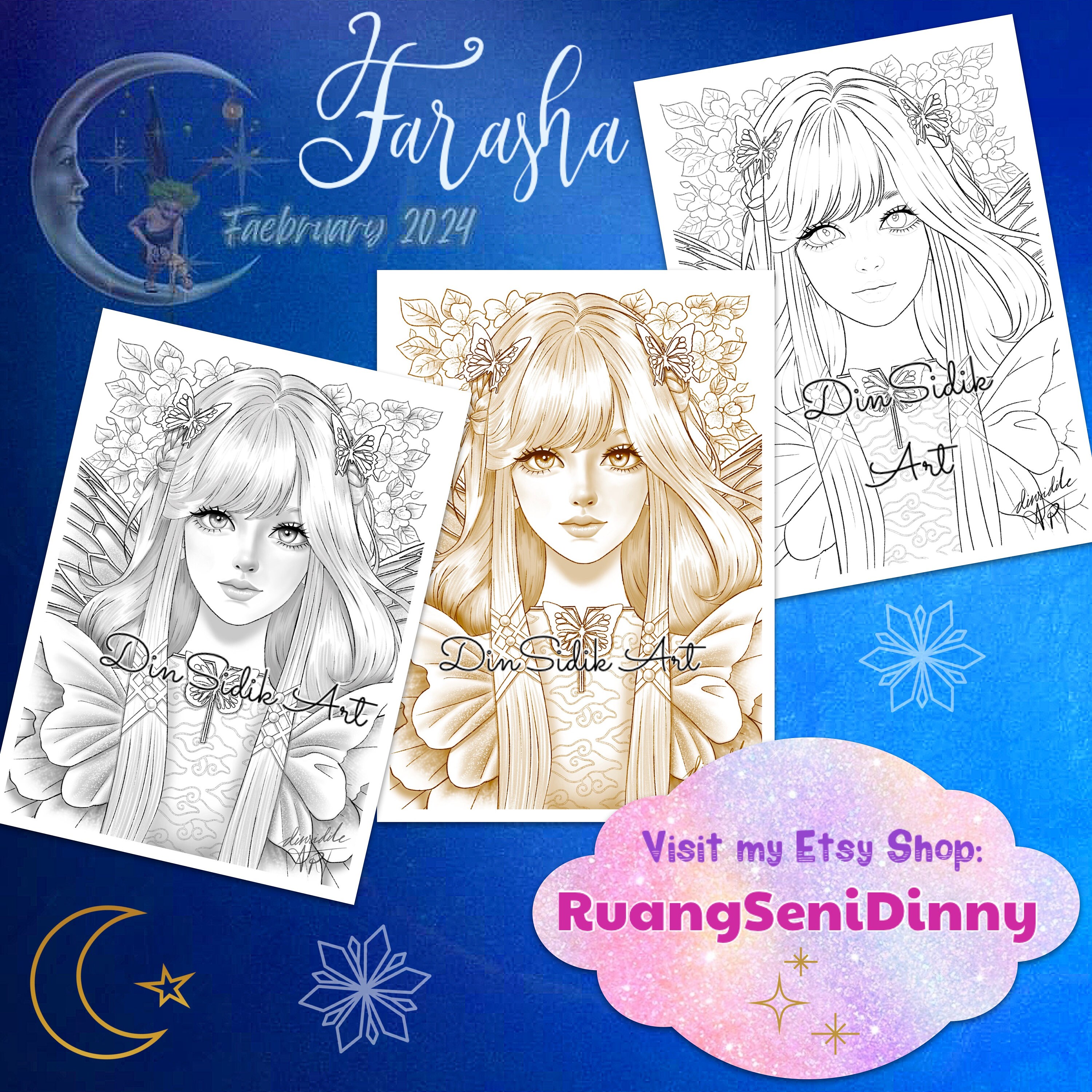 Faebruary 2024 “farasha” Coloring Page by Dinnysidik - Etsy