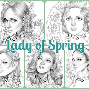 Lady of Spring , Bundle Pack Coloring Pages by Dinny Sidik - Etsy
