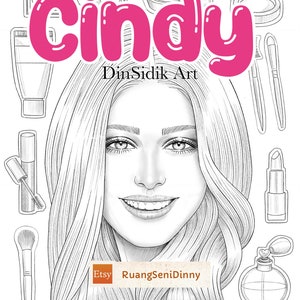Cindy, Coloring Page , Face Chart + Stickers - Etsy