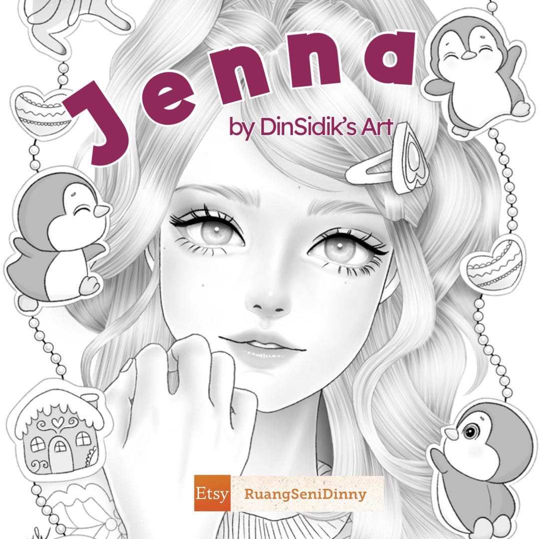 Jenna, Coloring Page by Dinny Sidik - Etsy