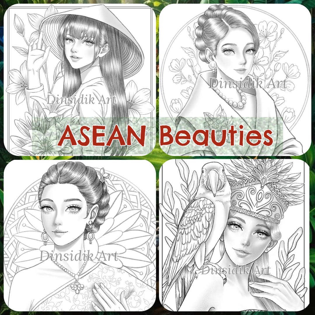 ASEAN Beauties Coloring Pages - Etsy