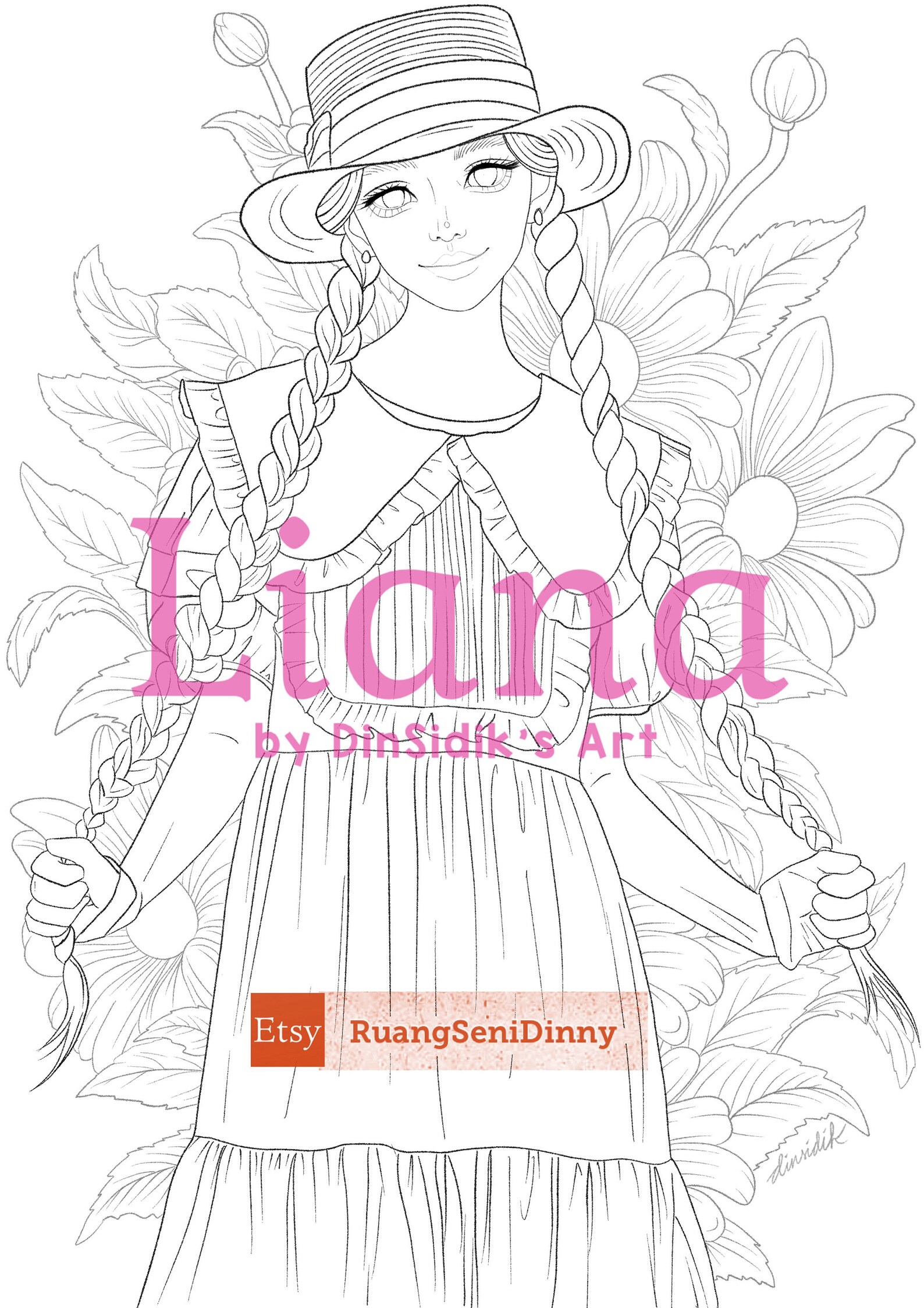 Liana Coloring Page by Dinny Sidik (dinsidik) - Etsy