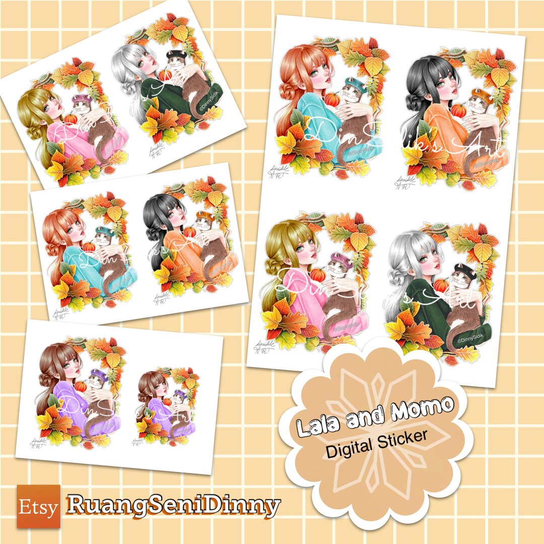 Lala and Momo Digital Stickers by Dinnysidik - Etsy Norway
