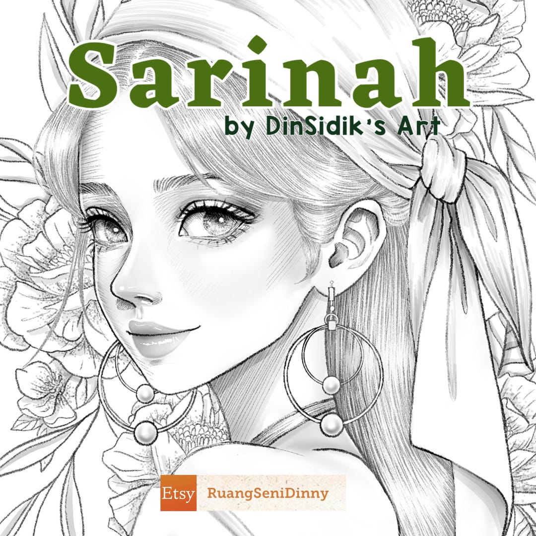 Sarinah Girl Coloring Page: Dinny Sidik Art (PDF Download) - Etsy