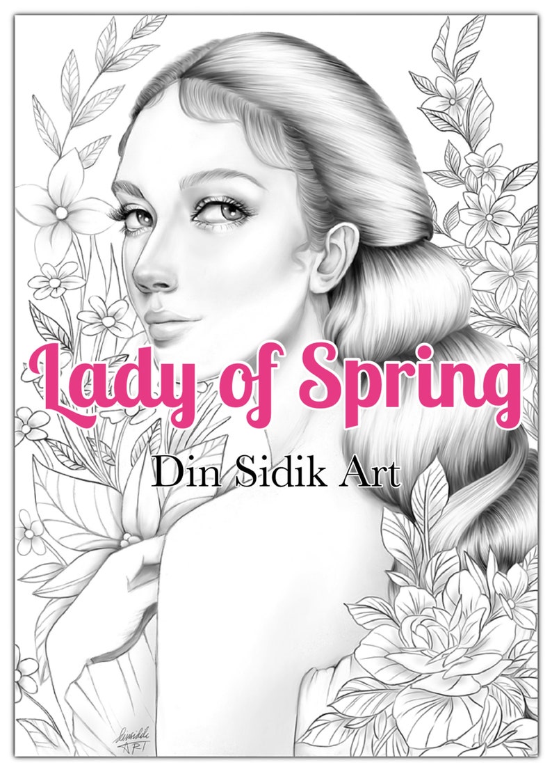 Lady of Spring , Bundle Pack Coloring Pages by Dinny Sidik - Etsy