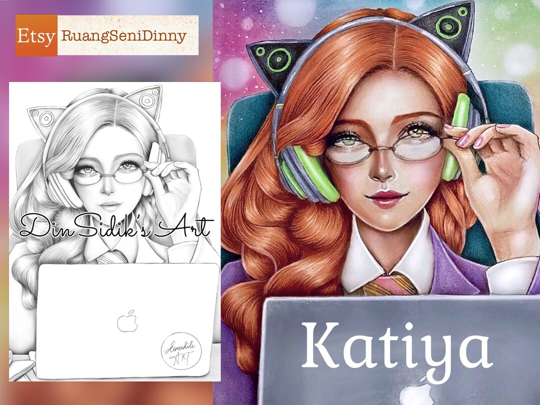 Katiya Coloring Page by Dinny Sidik - Etsy