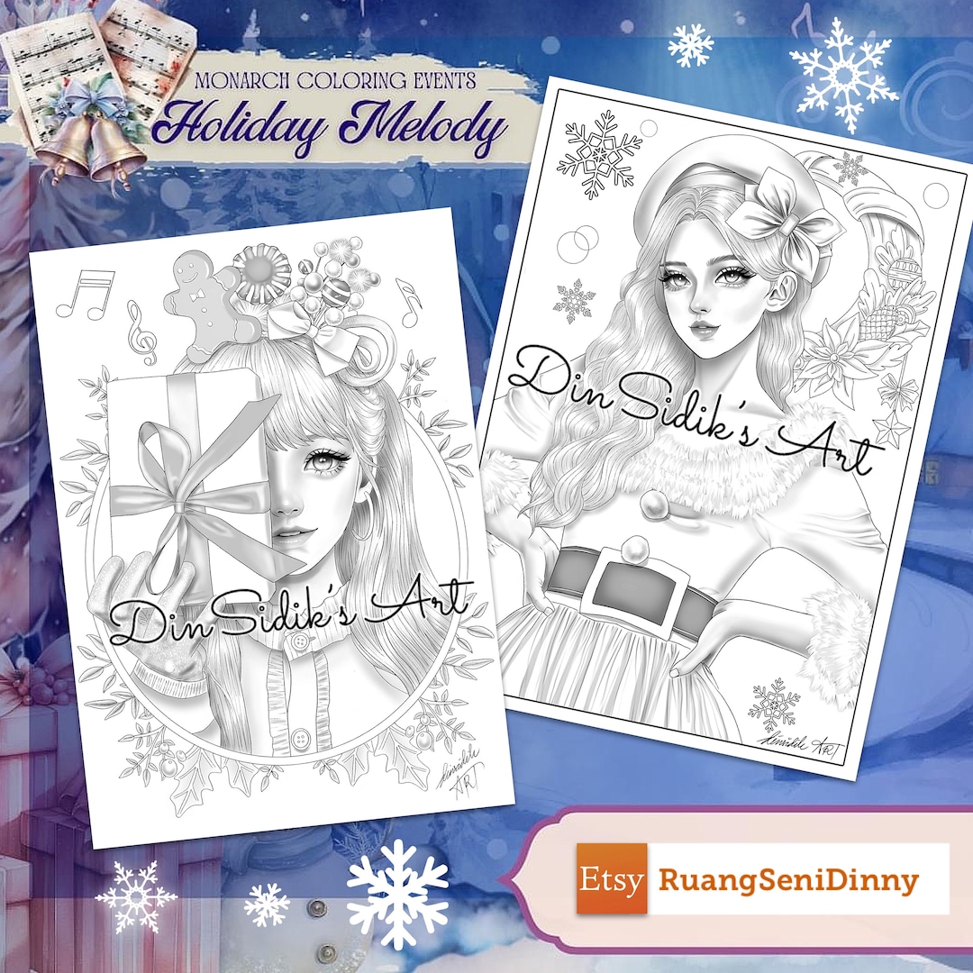 Holiday Melody Coloring Pages by Dinny Sidik - Etsy